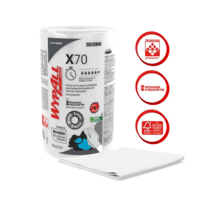 Pano WYPALL X-70 - Com 528 panos para Limpeza Industrial